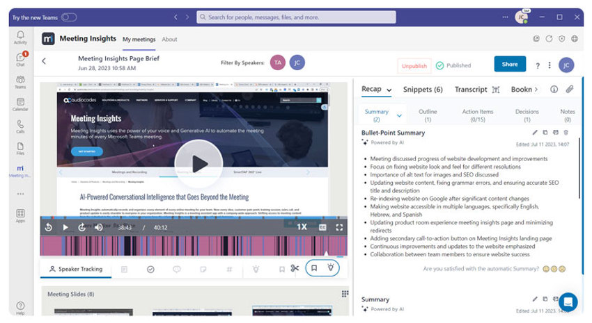 Meeting Insights | AI Meeting Assistant App for Teams